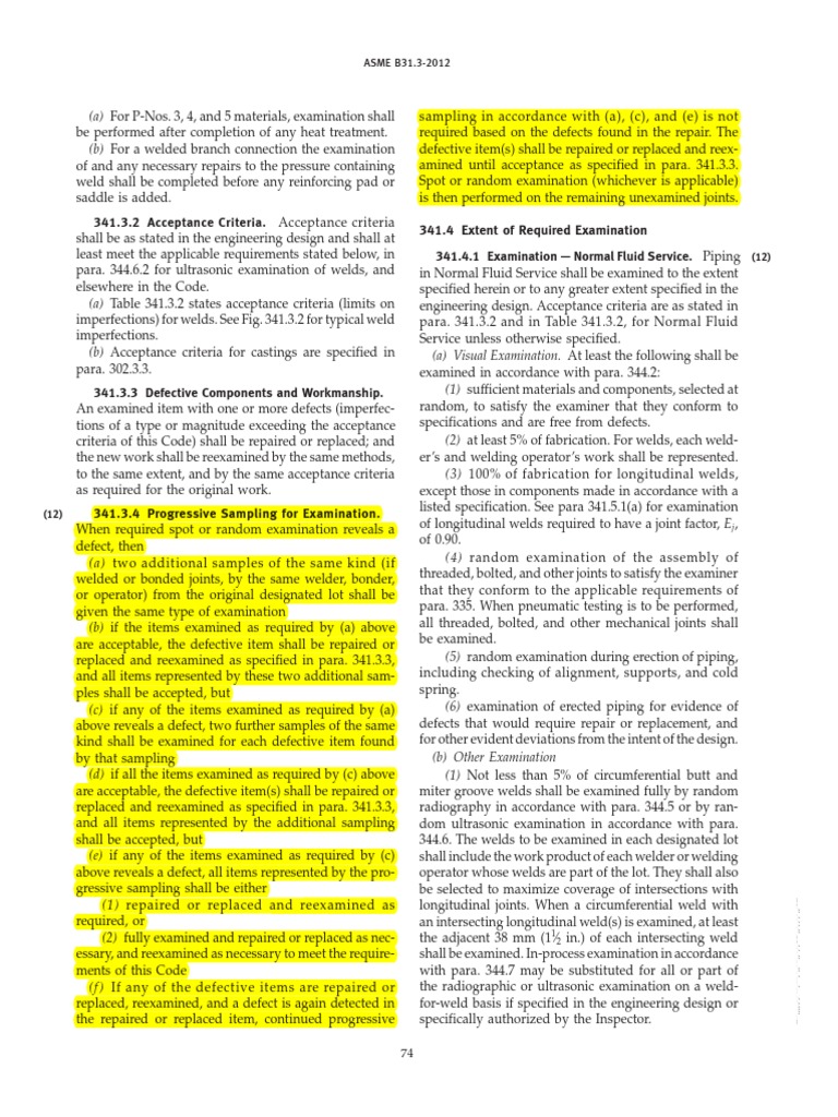 Asme B31.3,341.3.4 | PDF | Welding | Construction