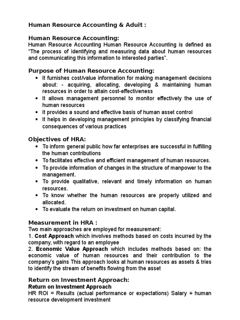 Human Resource Accounting & Auditing | Audit | Resource