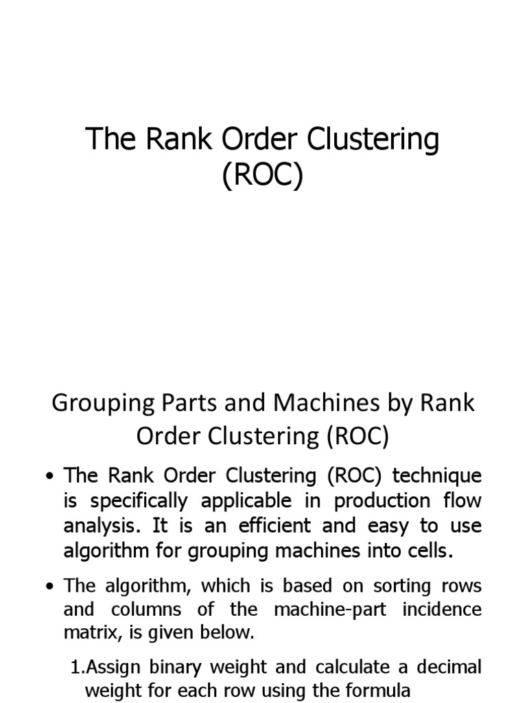 The Rank Order Clustering (ROC) | PDF