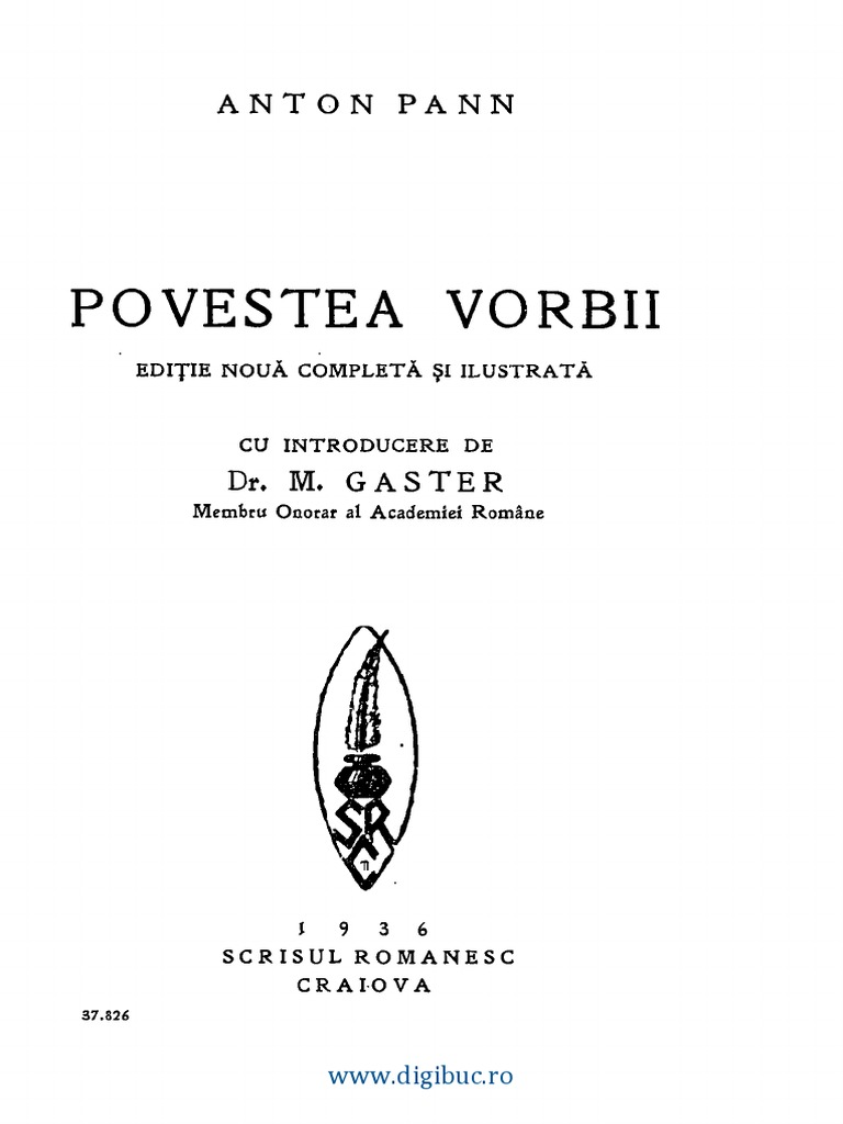 Anton Pann - Povestea Vorbii | PDF