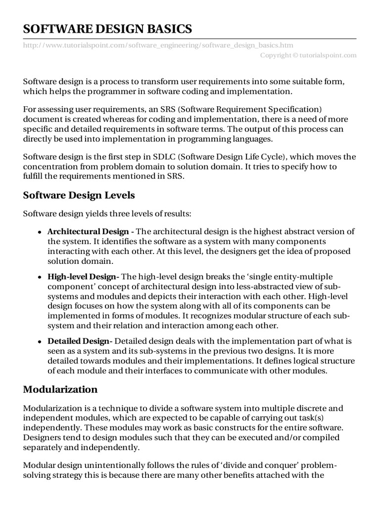 Software Design Basics Pdf Modular Programming Software Design