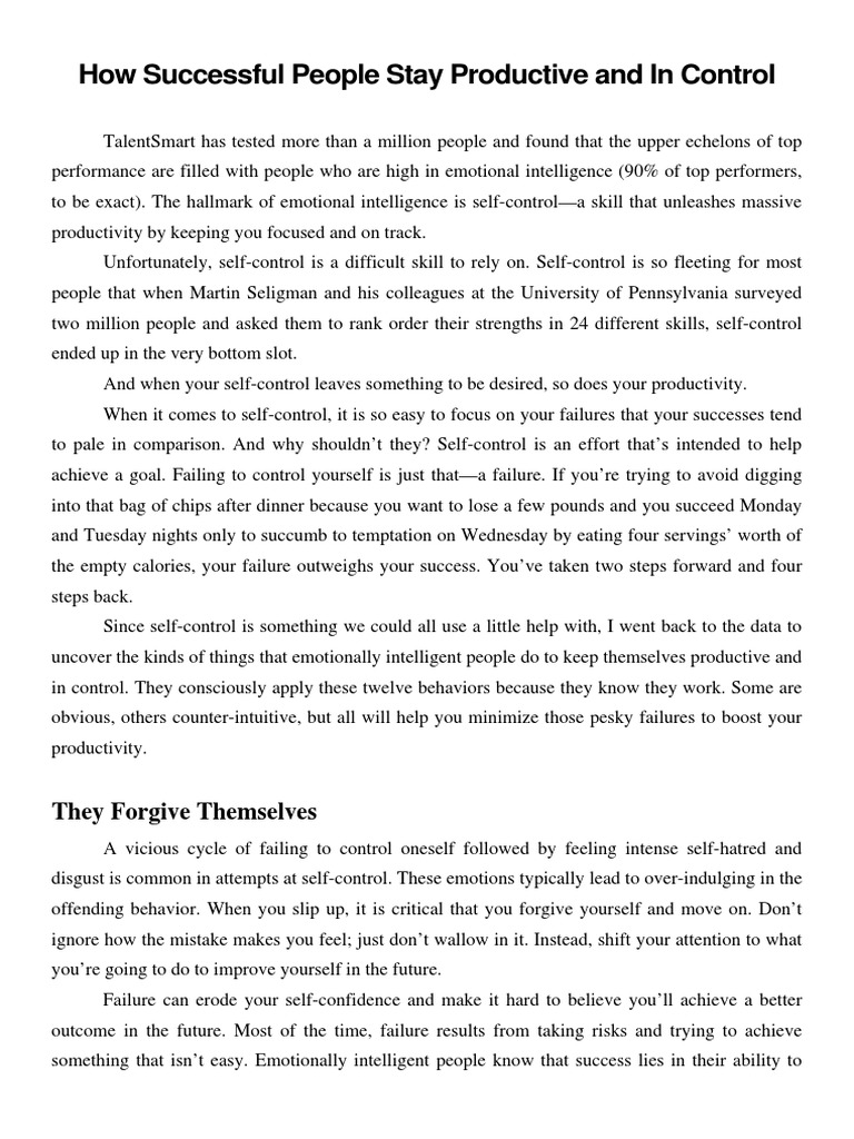 How Successful People Stay Productive and in Control: They Forgive ...