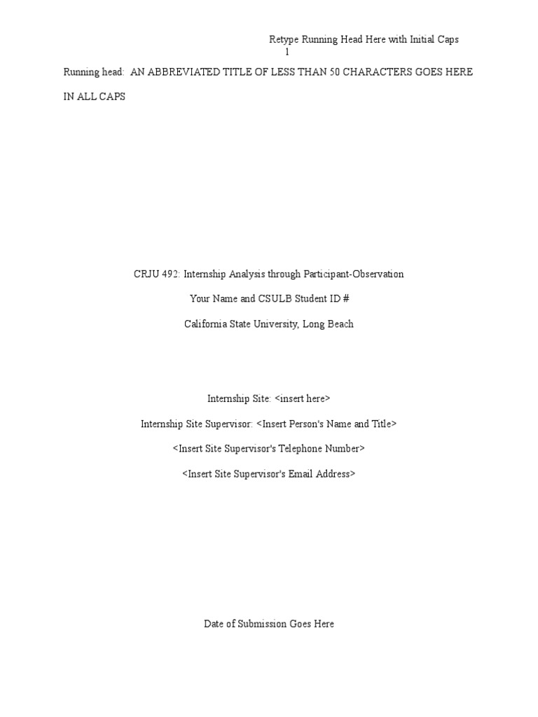 APA Internship Paper Guidelines | PDF | Citation | Internship