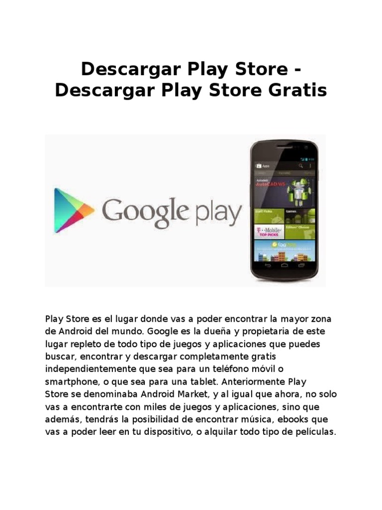 Descargar Play Store - Descargar Play Store Gratis | PDF | Google Play ...