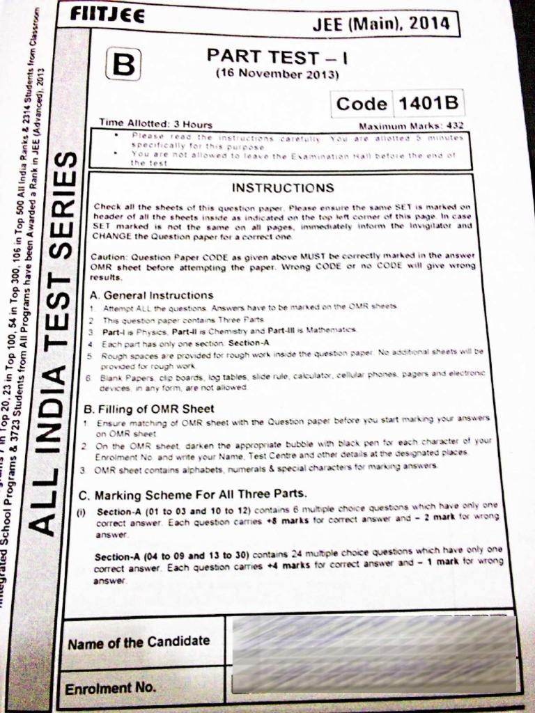 Aits 1 - Fiitjee | PDF