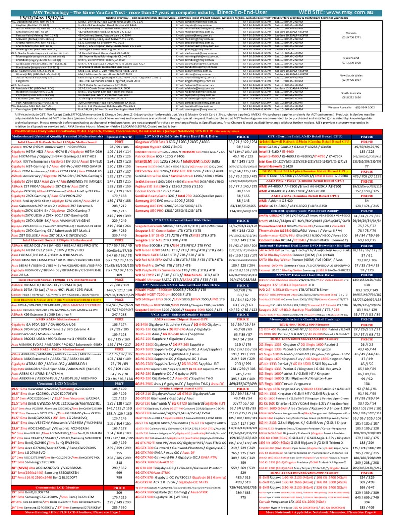 MSY Technology 17 Year Computer Sale Locations | PDF | Electronic ...