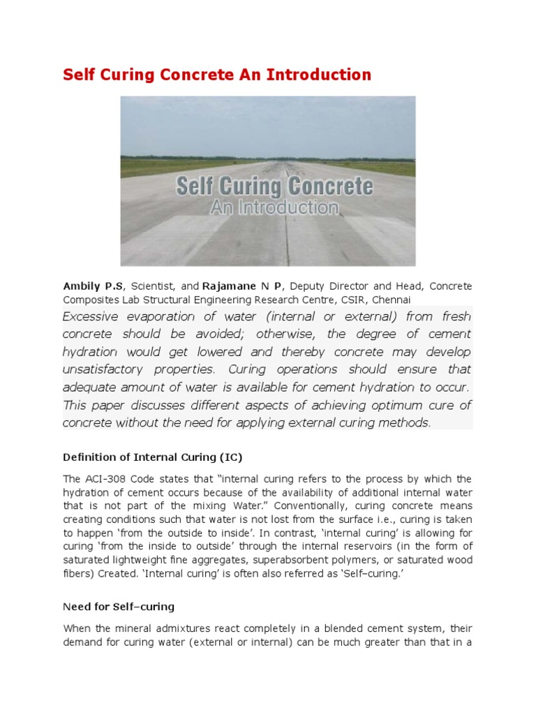 Self Curing Concrete an Introduction | Porosity | Concrete