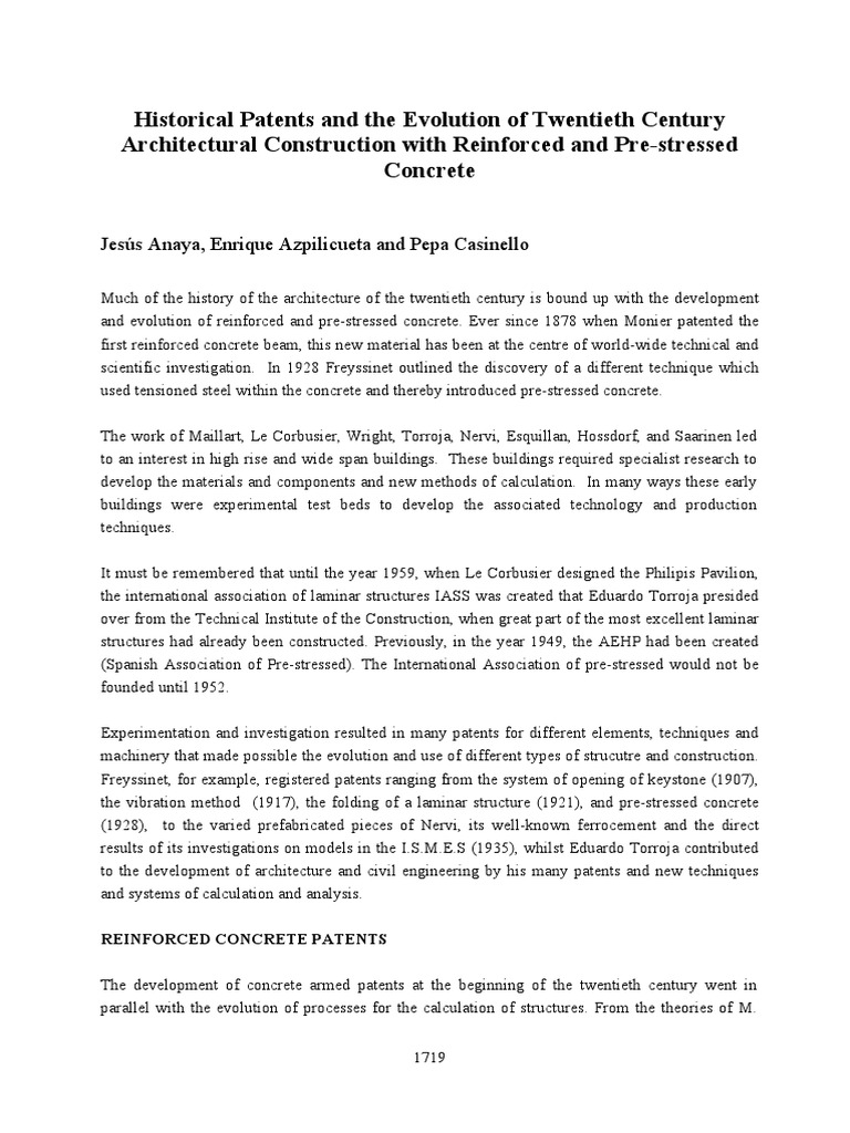 Historical Patents and The Evolution of Twentieth Century Architectural ...