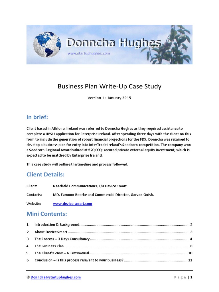 Business Plan Case Study | PDF | Business Plan | Strategic Management