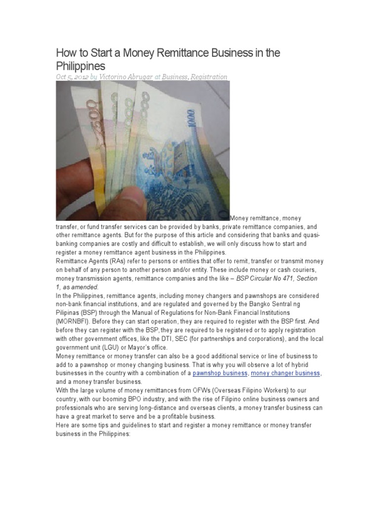 Start a Money Remittance Business in PH | PDF | Sole Proprietorship ...