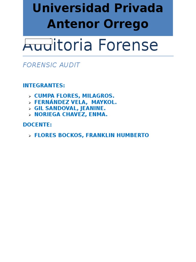 Auditoría Forense: Definición y Proceso | PDF | Enron | Corrupción política