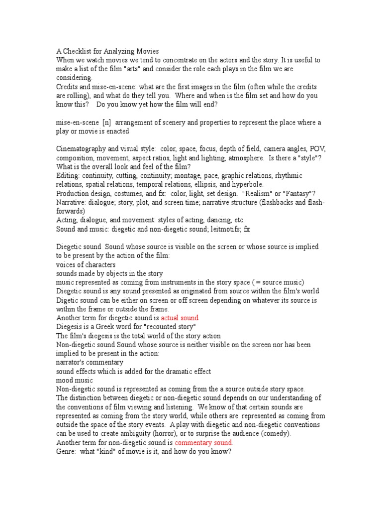 Film Analysis Guide for Cinephiles | PDF | Entertainment | Leisure