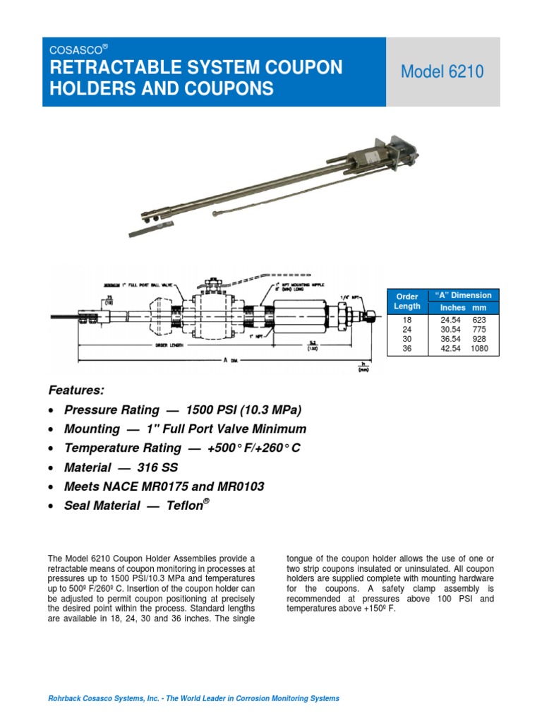 6210 Cosasco Retractable Coupon Holders | PDF | Steel | Building ...