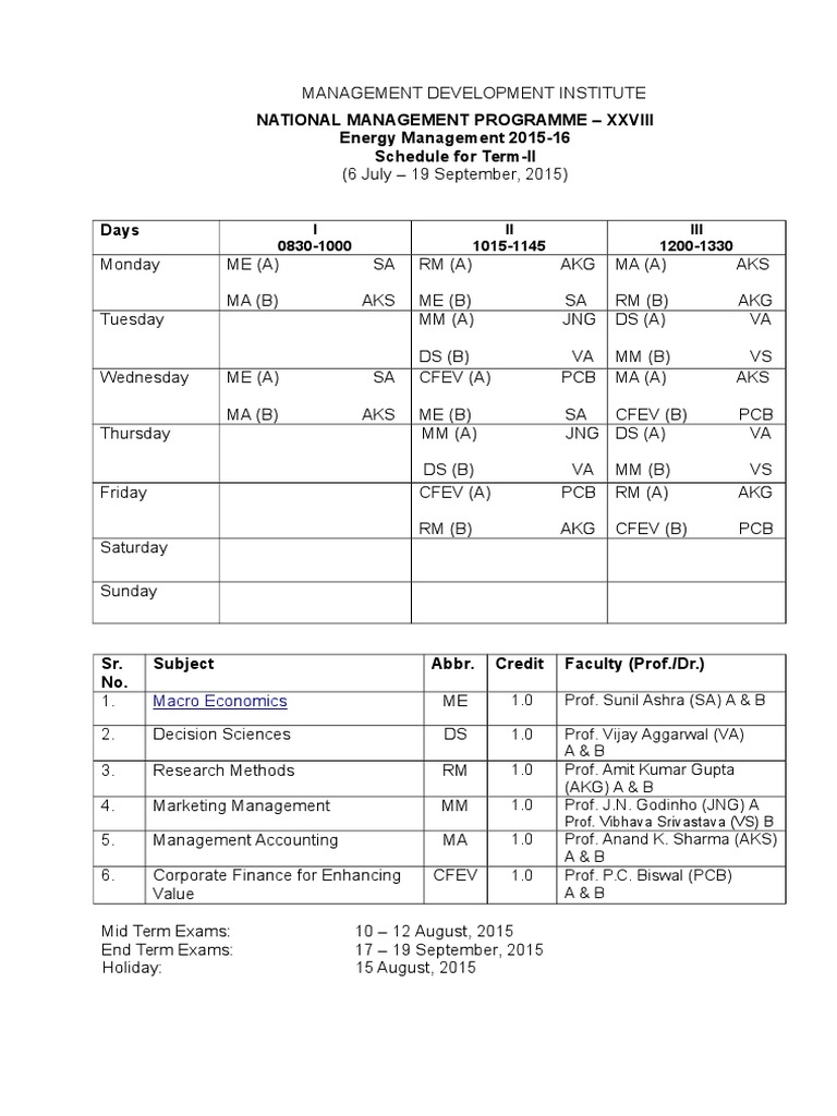 Schedule of Term-II | PDF | Computers