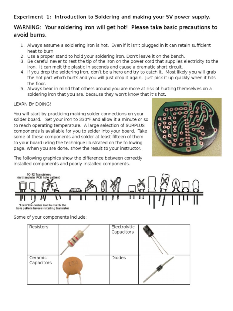 Day 1 Intro To Soldering and Building A Powersupply1 | PDF | Wire ...