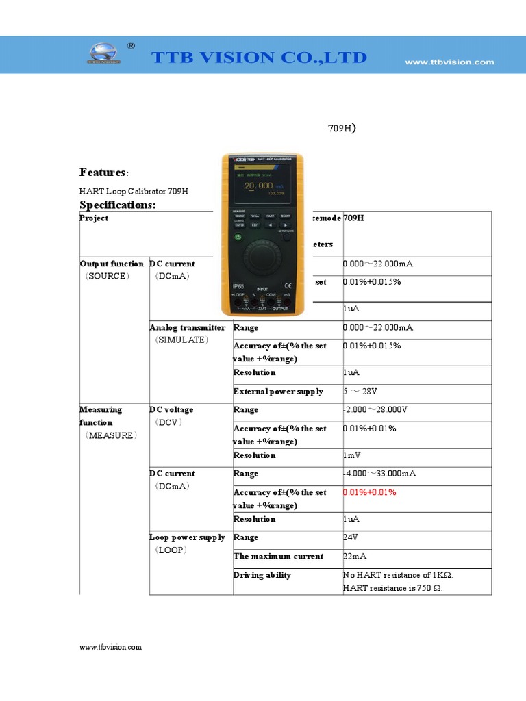 709H Specification | PDF
