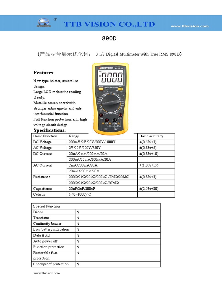 890D Specification | PDF