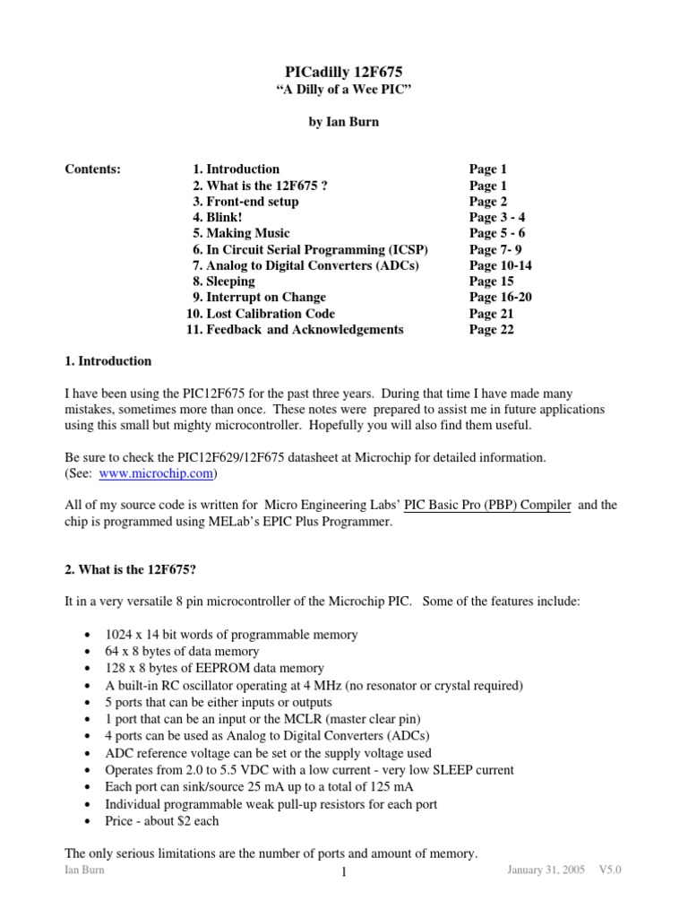 Dicas de 12F675 PDF | PDF | Analog To Digital Converter | Pic Microcontroller