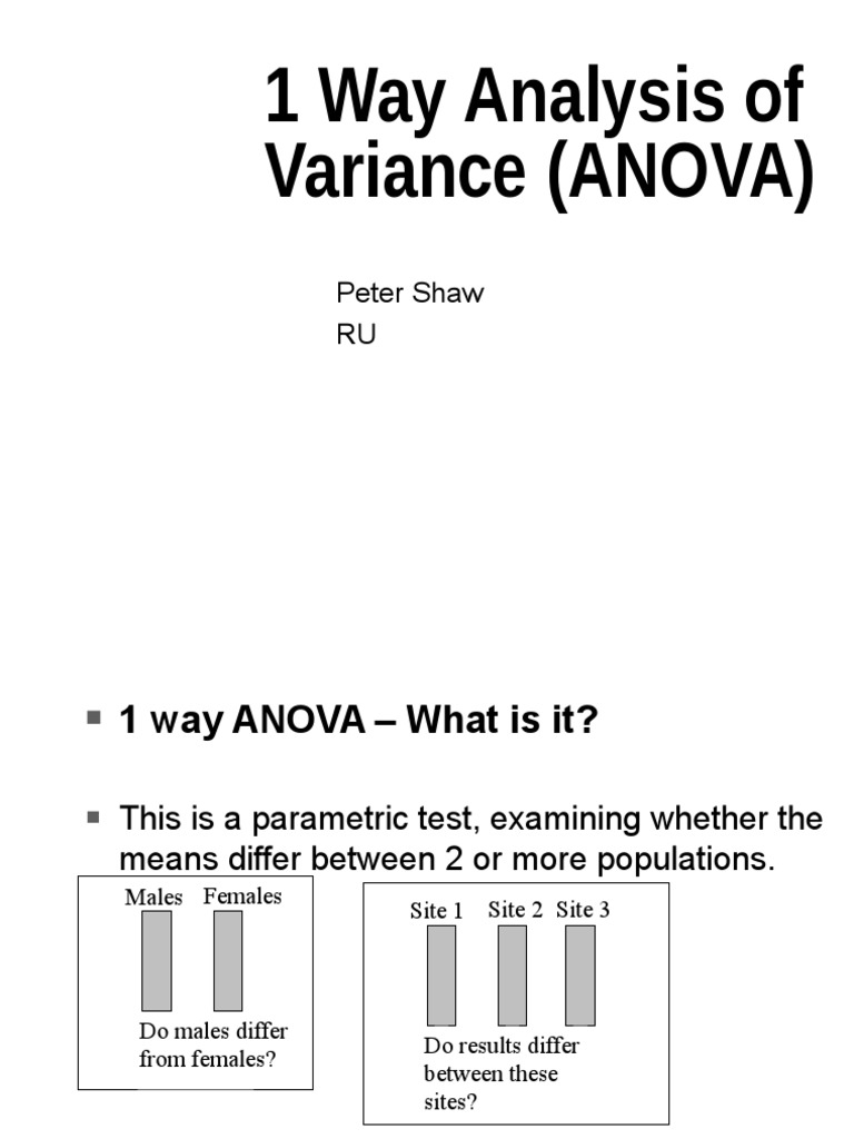 1 Way Analysis of Variance (ANOVA) : Peter Shaw RU | PDF | Analysis Of ...