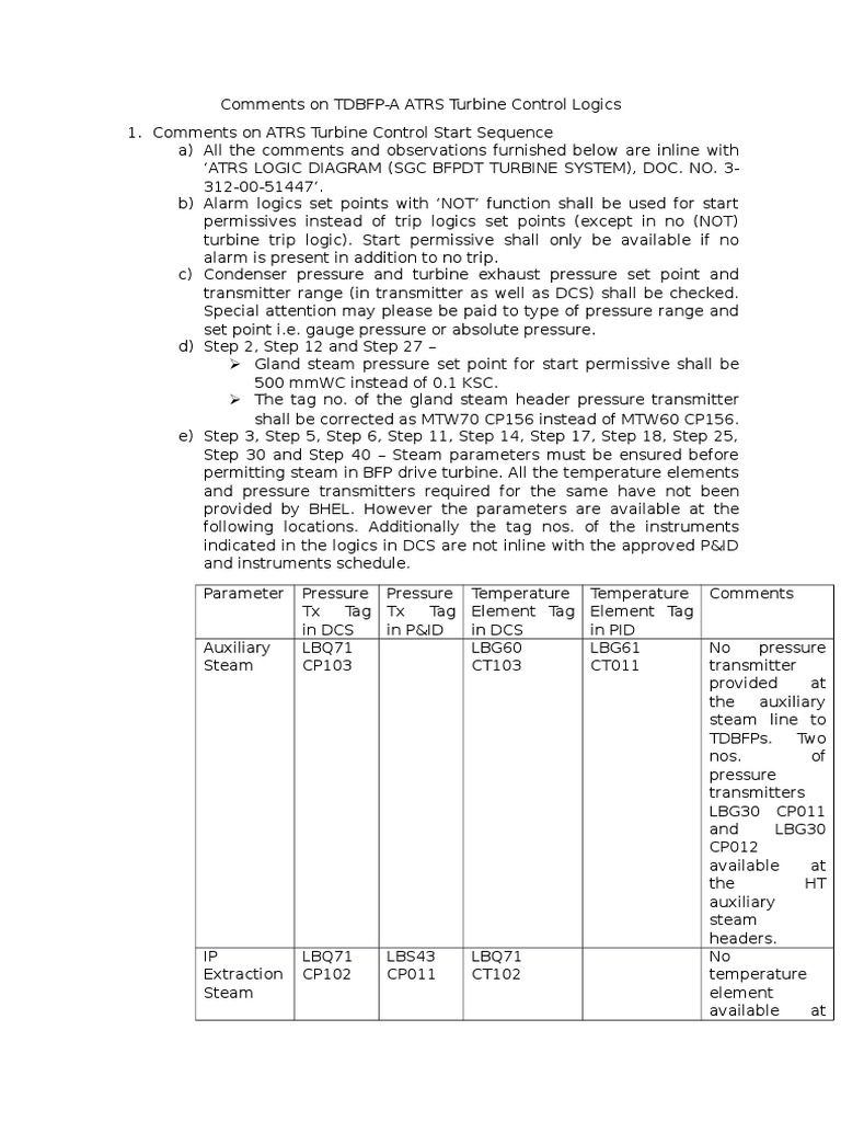 Tdbfp-A Turbine Logic | PDF | Steam | Gas Technologies