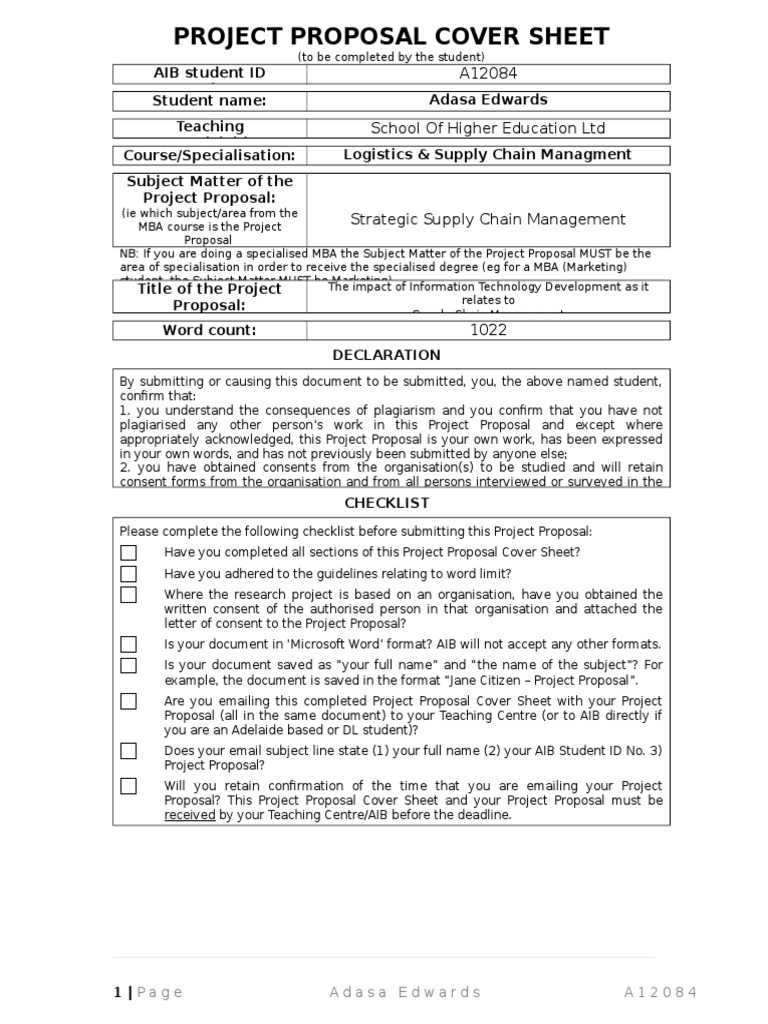 Project Proposal Draft | PDF | Supply Chain | Business