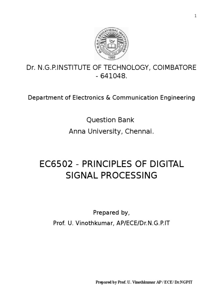DSP - Ece - 5th Sem (2mark Q&A) | PDF | Discrete Fourier Transform | Filter (Signal Processing)