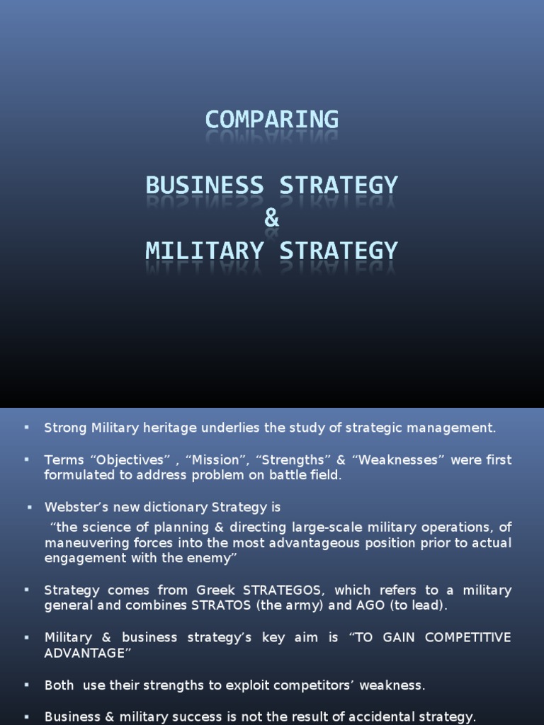 Business Vs Military Strategy | PDF | Military Strategy | Strategic ...
