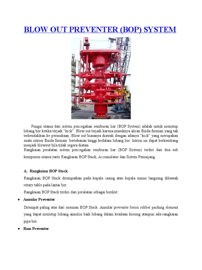 Blow Out Preventer (Bop) System: A. Rangkaian BOP Stack | PDF ...