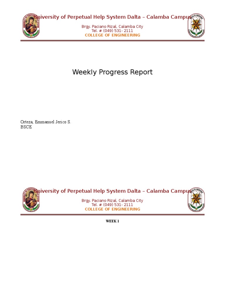 Weekly Progress Report: University of Perpetual Help System Dalta ...