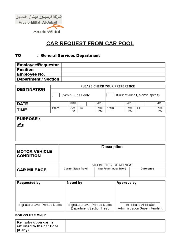 Car Request From Car Pool | PDF | Technology & Engineering