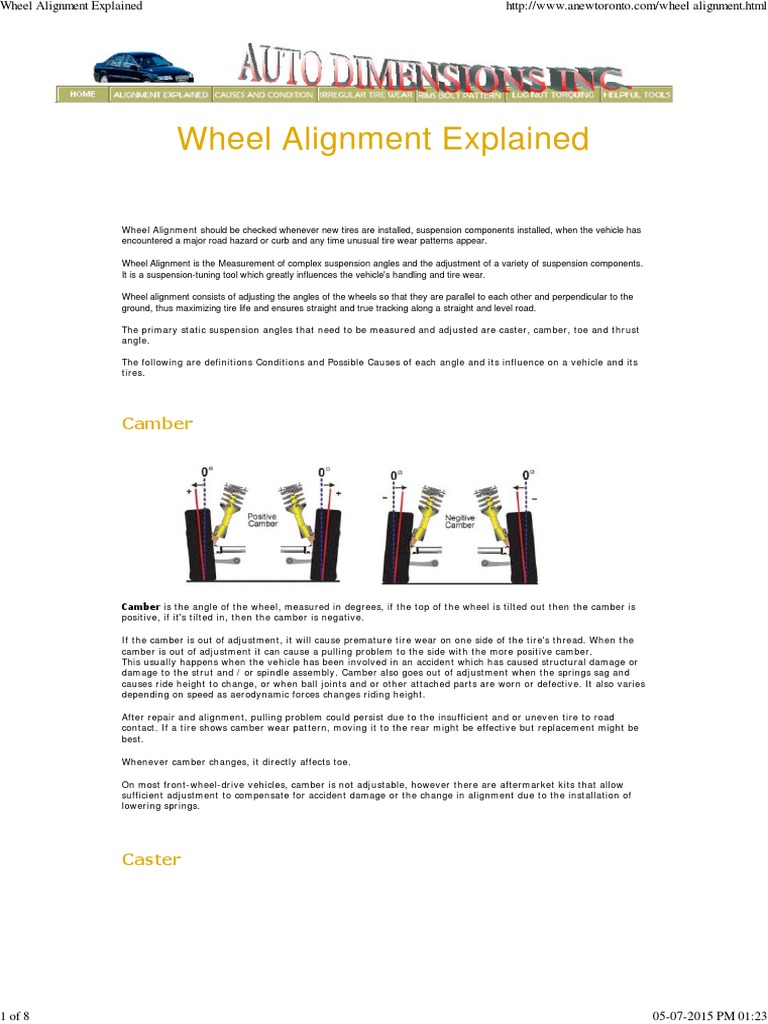 Wheel Alignment Explained | PDF | Suspension (Vehicle) | Steering