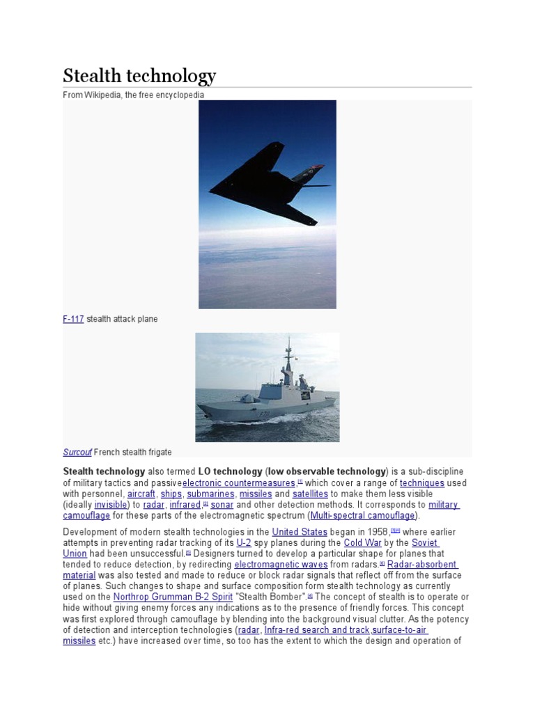 Stealth Technology: From Wikipedia, The Free Encyclopedia | PDF ...