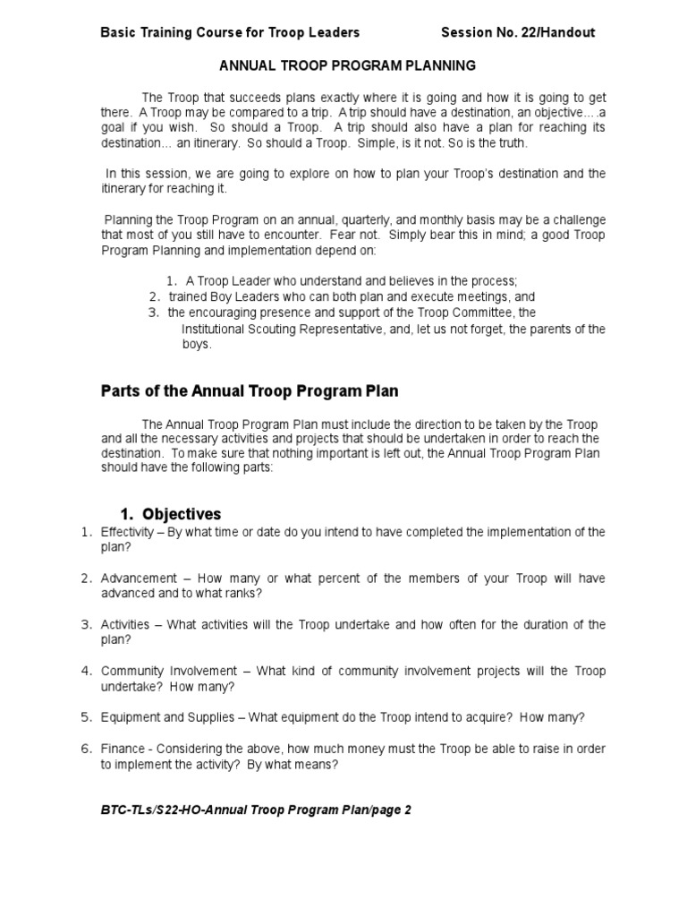 Annual Troop Program Planning | Scouting | Business