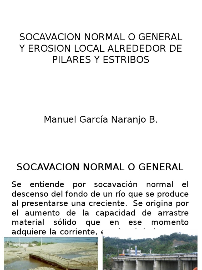 Erosión y Socavación en Puentes | PDF | Descarga (hidrología) | Ecuaciones