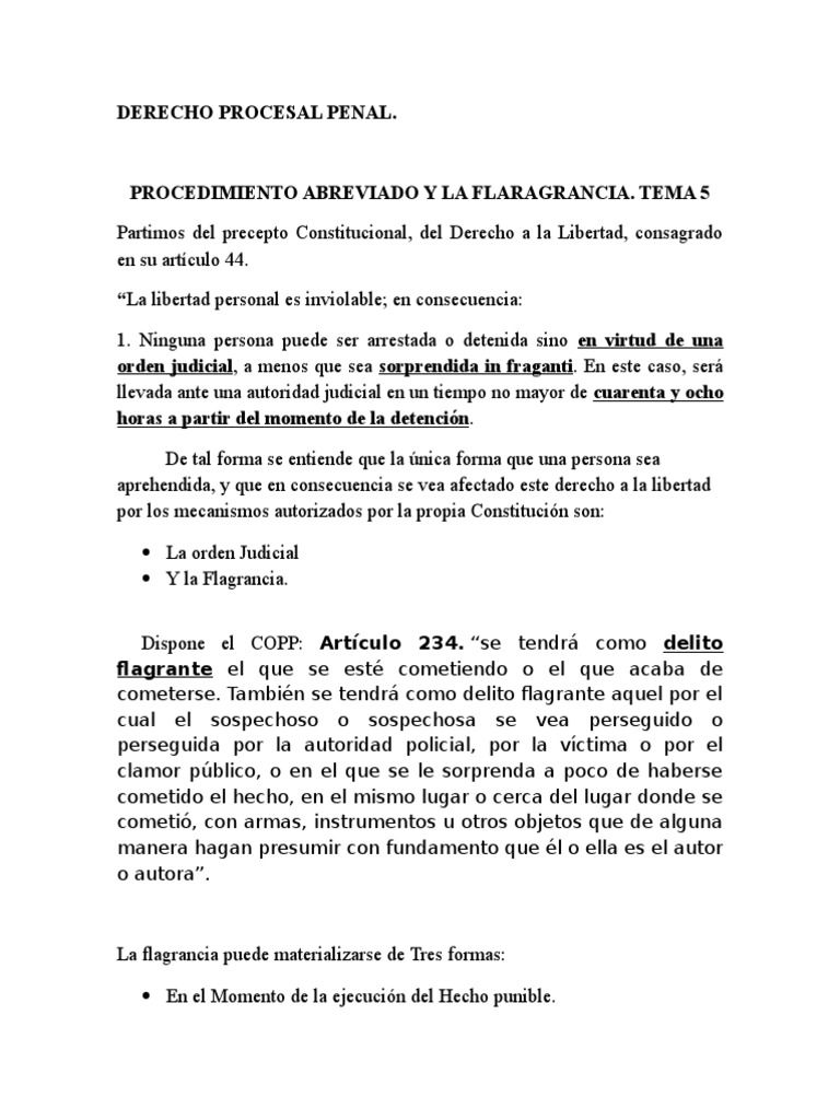 Procedimiento Abreviado y Flagrancia | PDF | Secuestro | Derecho penal