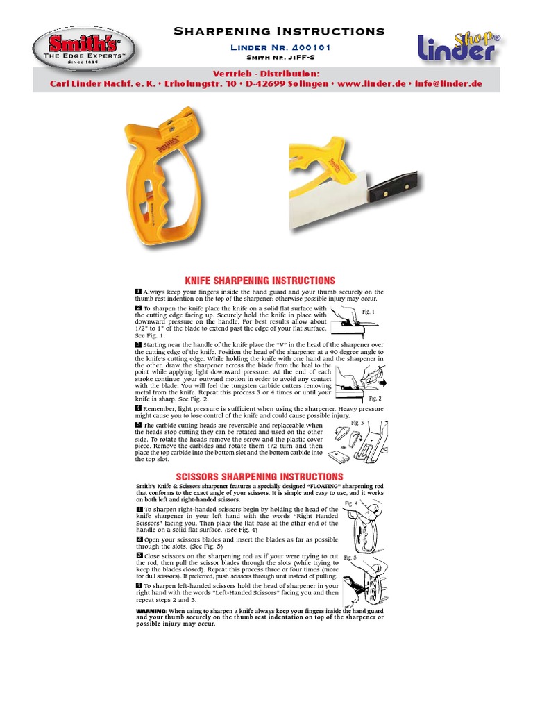 Smith Sharpening Instructions | PDF | Scissors | Knife