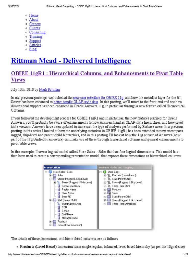 OBIEE 11gR1 - Hierarchical Columns, and Enhancements To Pivot Table Views | PDF | Hierarchy ...