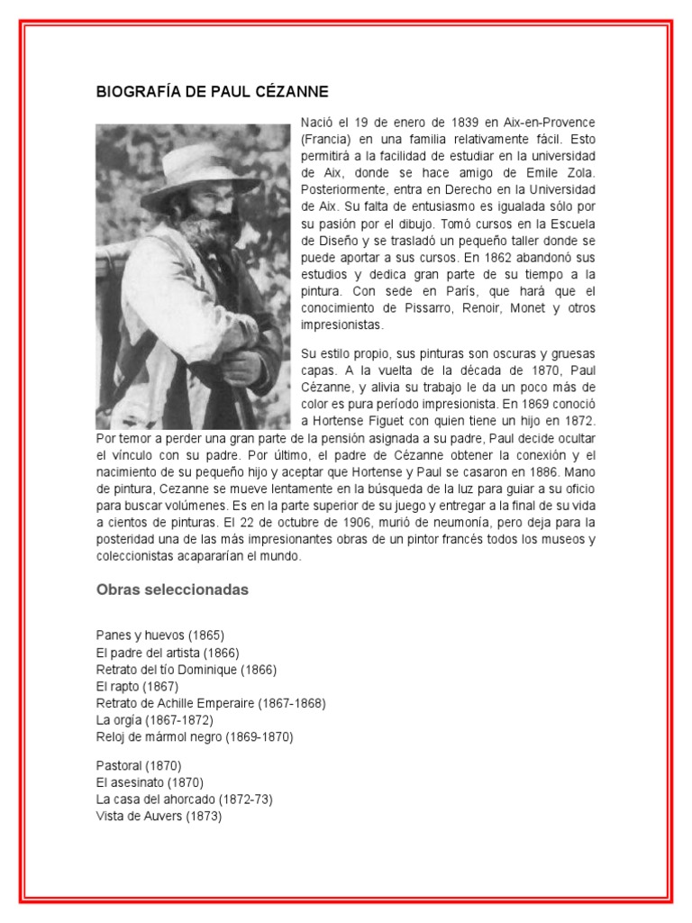 Biografía de Paul Cézanne | PDF | Paul Cezanne | Expresionismo