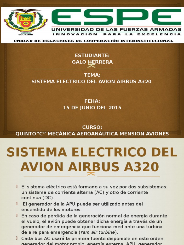 Sistema Electrico Del Avion Airbus 320 | PDF | Generador eléctrico ...