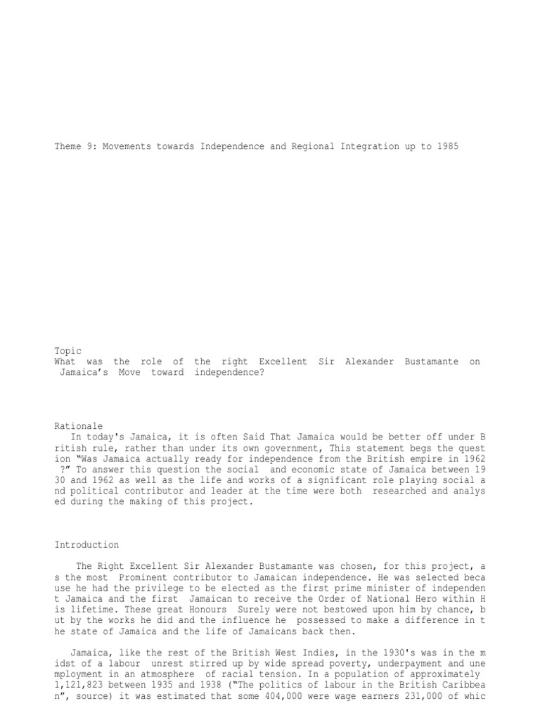 My High School History SBA | PDF | Jamaica | Government