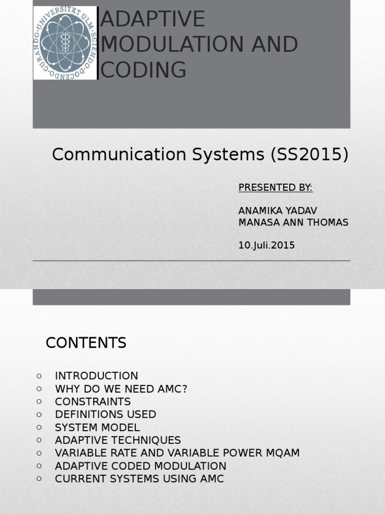 Adaptive Modulation And Coding Pdf Modulation Data Transmission