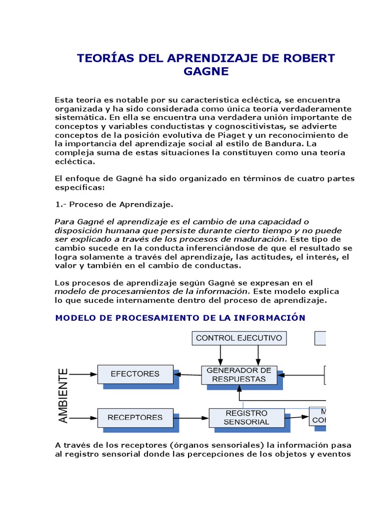 Teoría Ecléctica de Aprendizaje de Gagné | PDF | Información | Aprendizaje