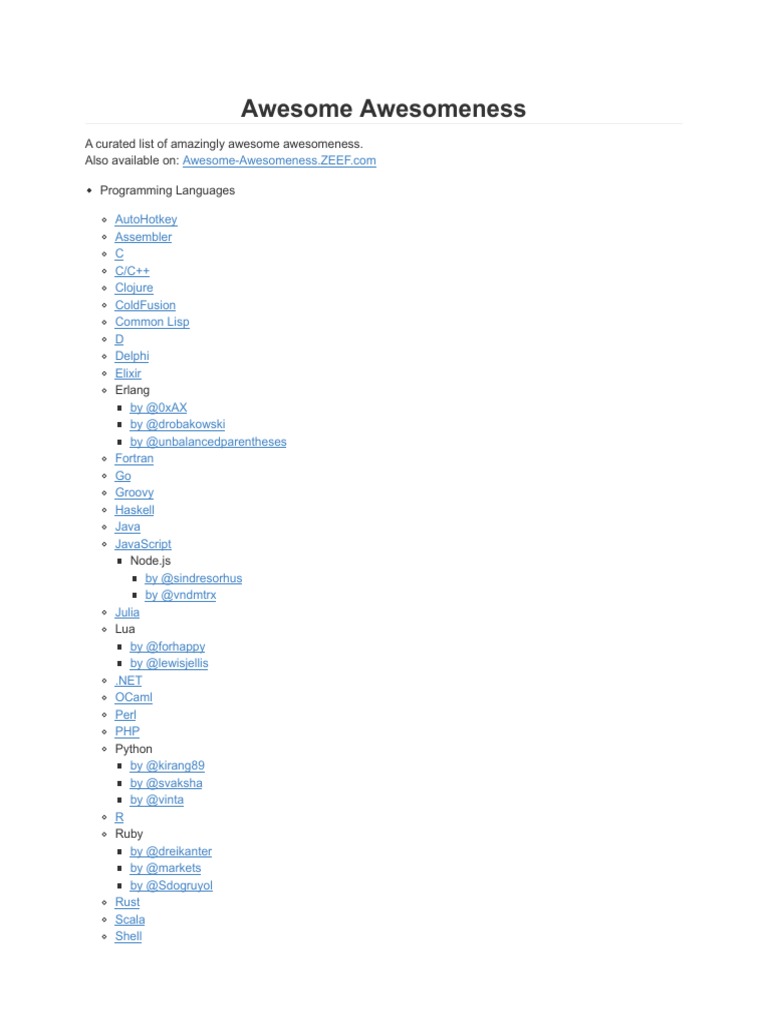 Awesome Awesomeness: A Curated List of Amazingly Awesome Awesomeness ...