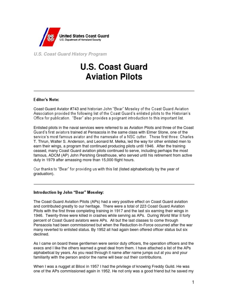 U.S. Coast Guard Pilots | PDF | United States Naval Aviator | United ...