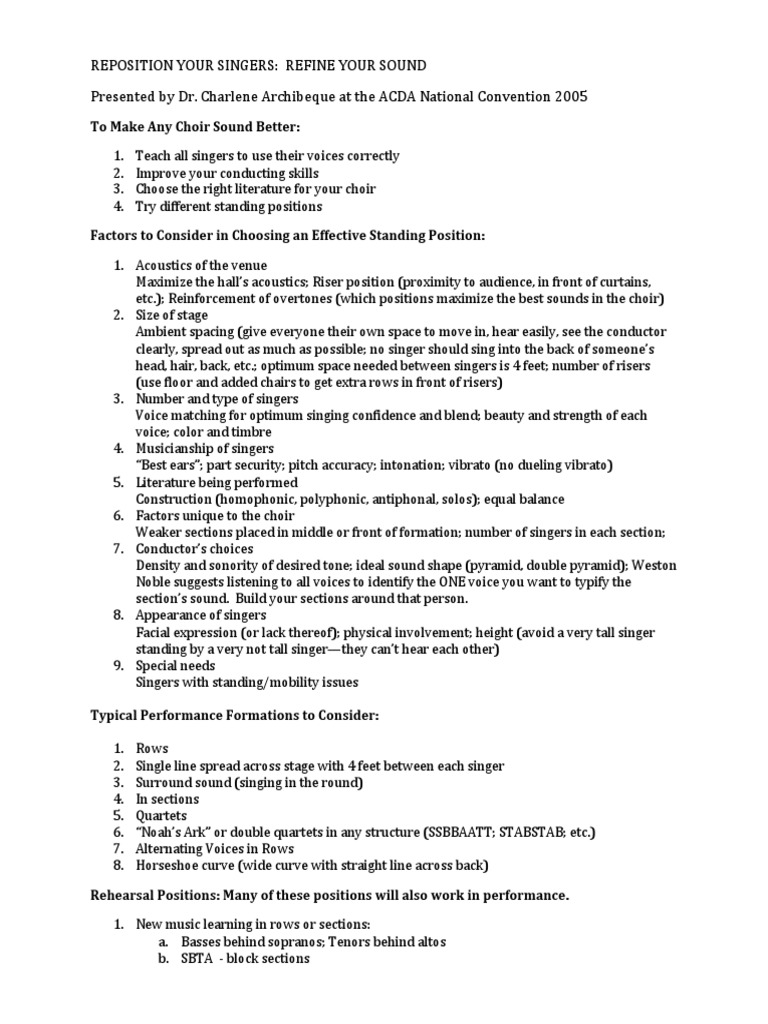 Positioning Your Choir | PDF | Singing | Choir