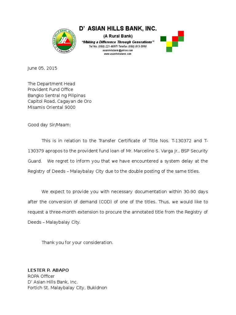 Letter of Extension | PDF