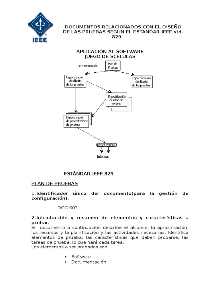Diseño de Pruebas según IEEE 829 | PDF | Programa de computadora ...