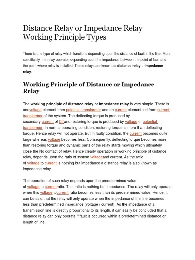 Distance Relay or Impedance Relay Working Principle Types | Download ...