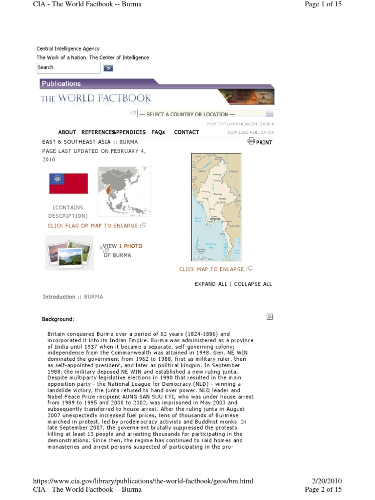 CIA - The World Factbook - Burma | PDF | Myanmar | Nature