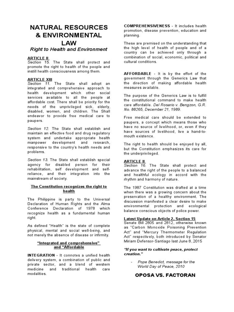 Natural Resources & Environmental LAW: Right To Health and Environment ...